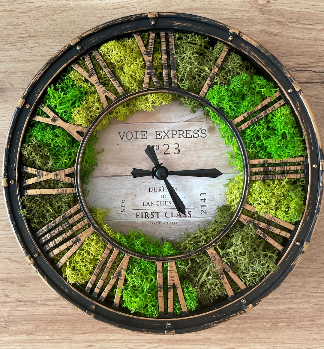 Handmade Moss Wall Clock – 20cm Scandinavian Roman Numeral Decor - Etsy