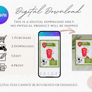 Editable Arsenal Football Birthday Invitation | Digital Soccer Party ...