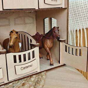 Personalized 4-story Wooden Horse Stable With LED Lights, Equestrian ...