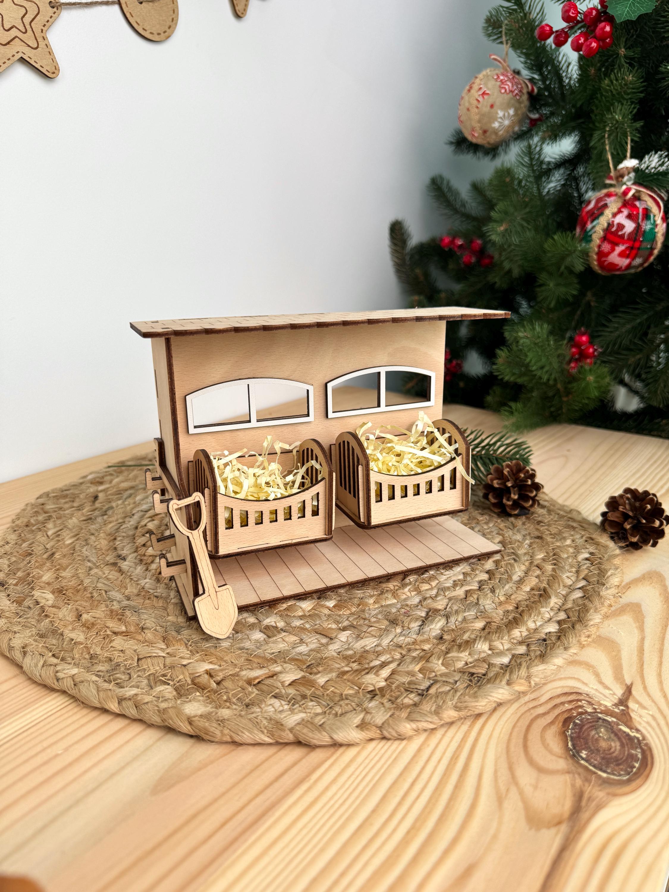 Wooden Horse Stable Playset With Fence & LED Lights, Multi Level Barn ...
