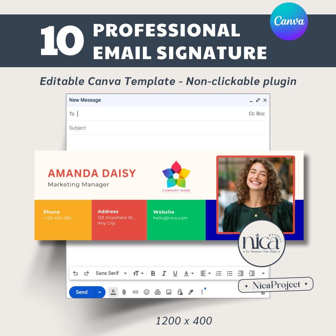 Colorful Email Signature Template Bundle | Gmail Signature | Editable ...