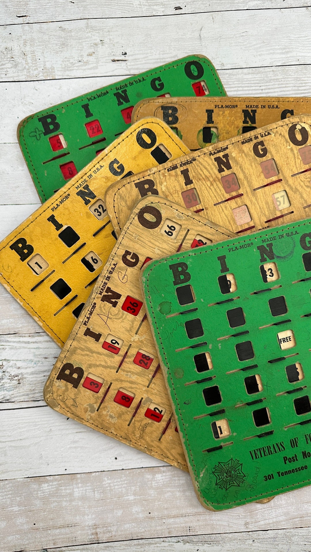 ONE - Vintage Flip Window Bingo Cards - Waco, Texas, VFW, Slider Window ...