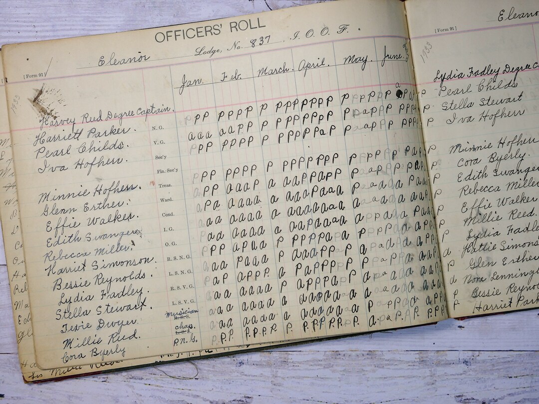 1940s Officers' Roll Book Rebekah Lodge 837 Indiana - Etsy