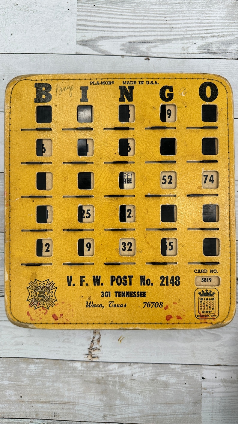 ONE - Vintage Flip Window Bingo Cards - Waco, Texas, VFW, Slider Window ...