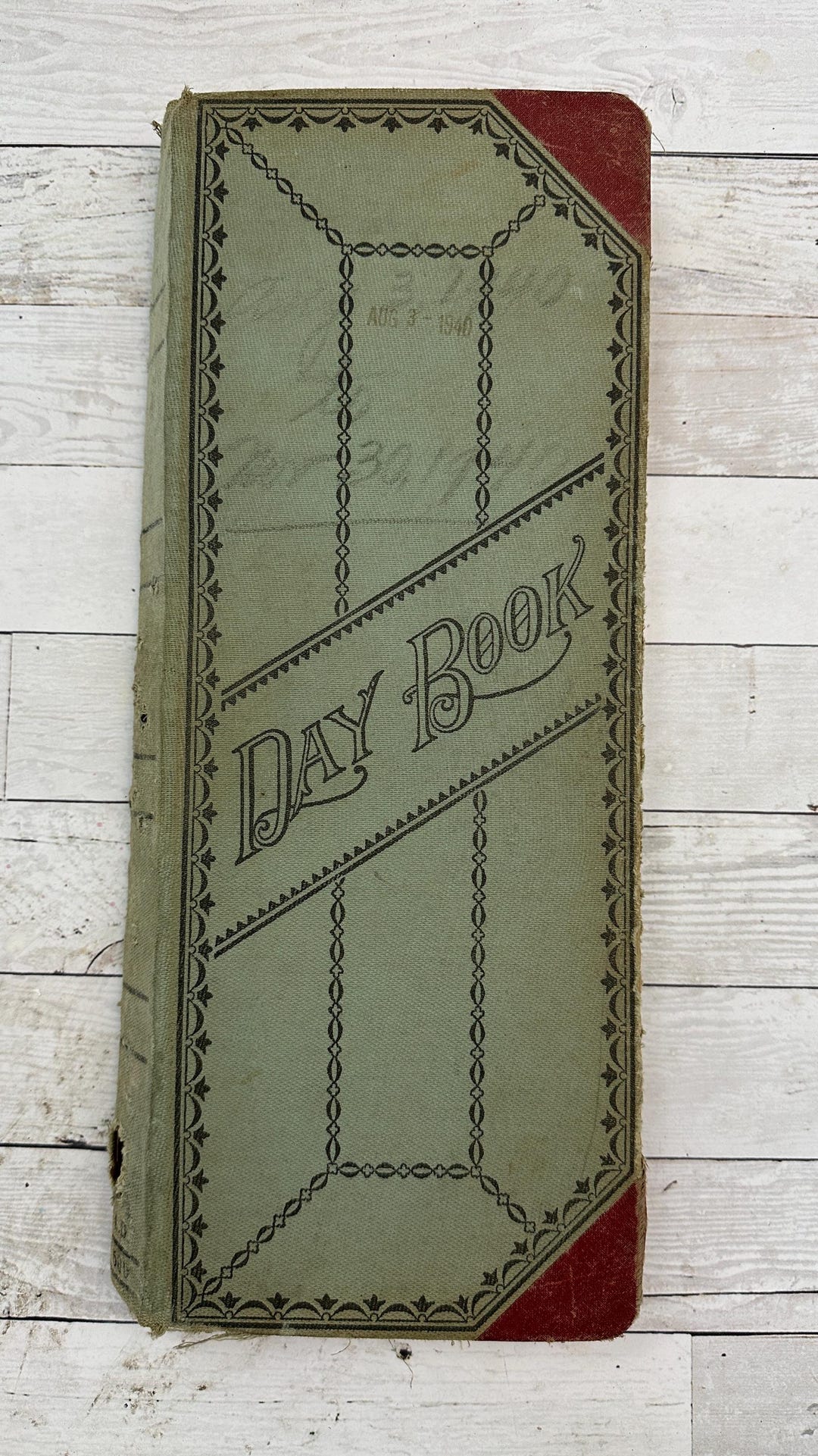 1940s Day Book Ledger - Unique Size, Full of Writing - Antique, Vintage ...