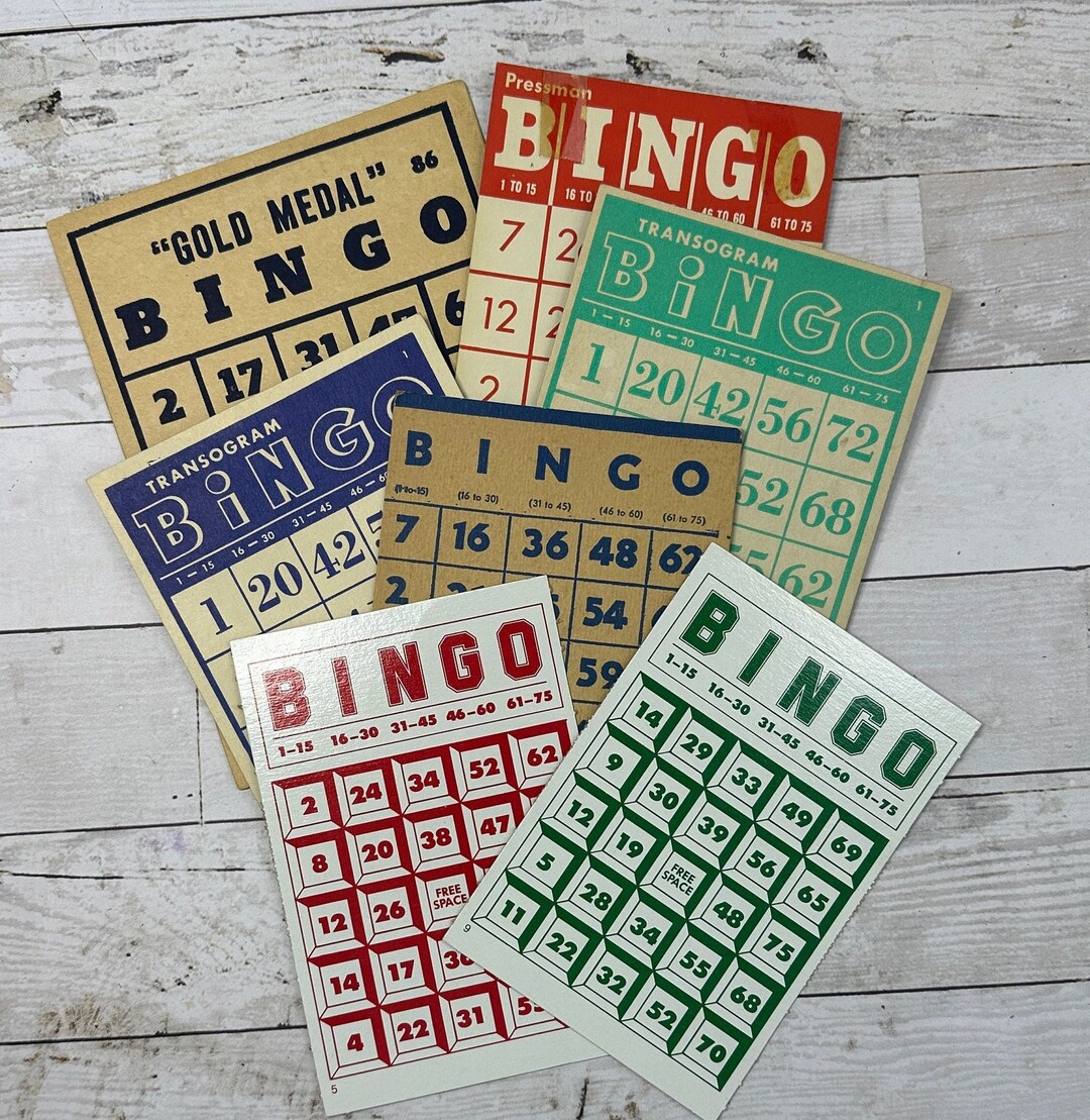 7 Bingo Cards - Vintage, Old, Set of Seven, Ephemera - Etsy