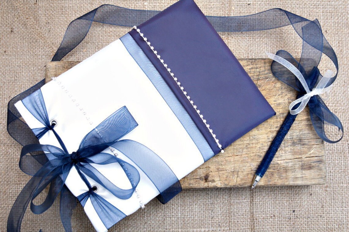 Wedding Guest Book Blue Romantic Elegant Weddings - Etsy