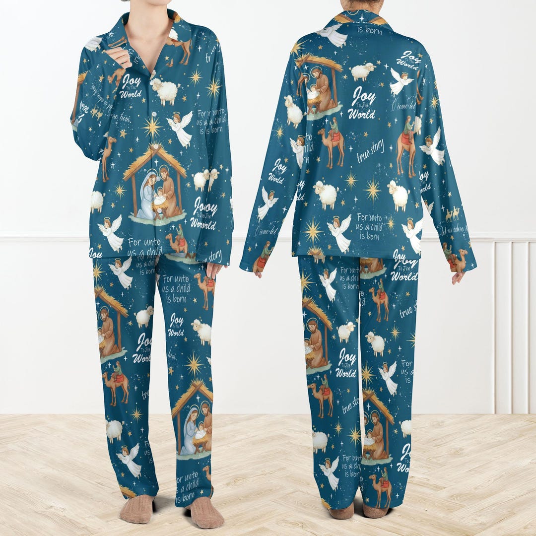 Nativity Christian Christmas Pajama Set for Women and Kids, Holy Family ...