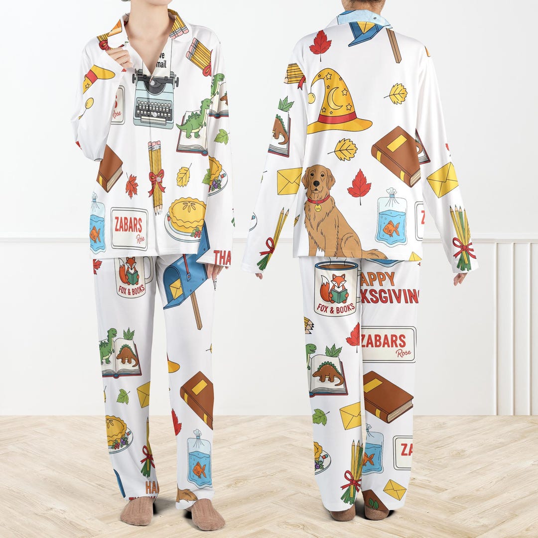 You've Got Mail Silky Satin Pajama Set for Women, Cozy Fall Sleepwear ...