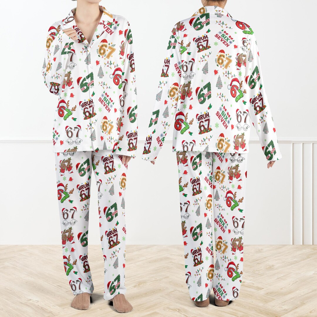 Christmas Six Seven Meme Pajama Set for Family Sample 2, Funny 67 ...