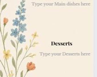 Thanksgiving Dinner Menu Template, Autumn Floral Design (PDF, Editable ...