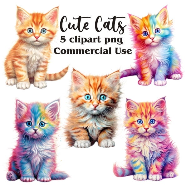 Cute Cat Clipart, Cats Png, Transparent Background, Comercial Use, Cats ...