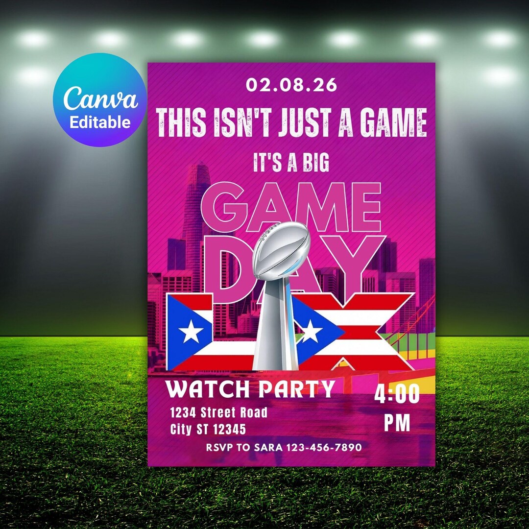 Big Game Super Football Party Invitation – Editable Digital Invite - Etsy