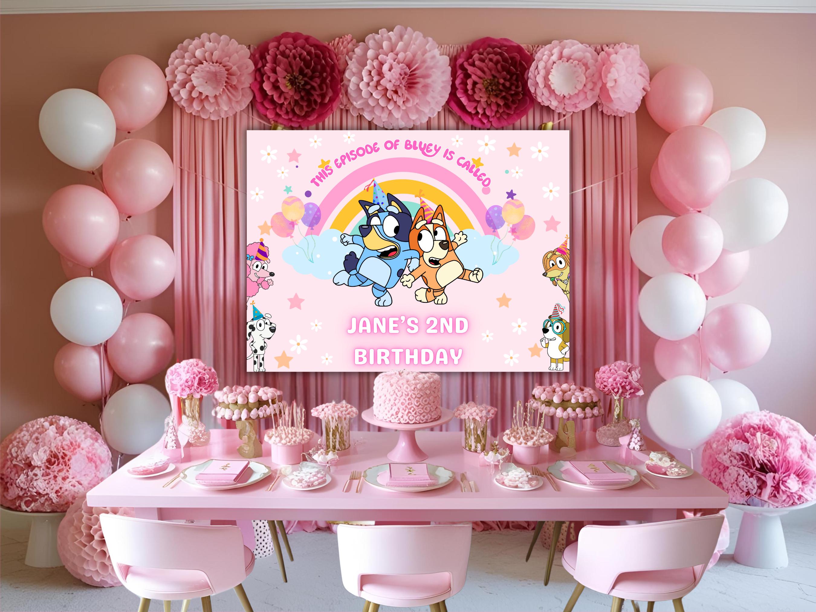 Editable Bluey Birthday Backdrop Banner | Editable Bluey Party Banner ...