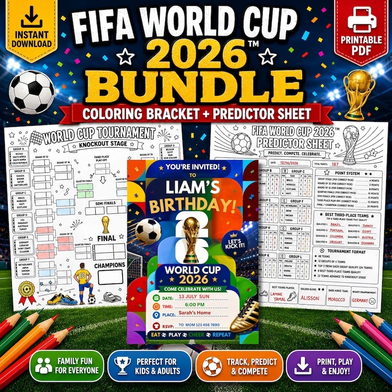 World Cup 2026 Birthday Bundle for Kids | Invitation Card, Tournament ...