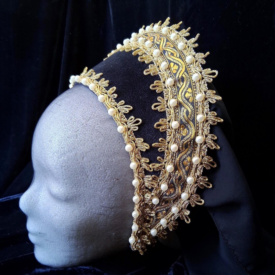 Black Velvet French Hood, Renaissance Hat, Anne Boleyn, Tudors - Etsy