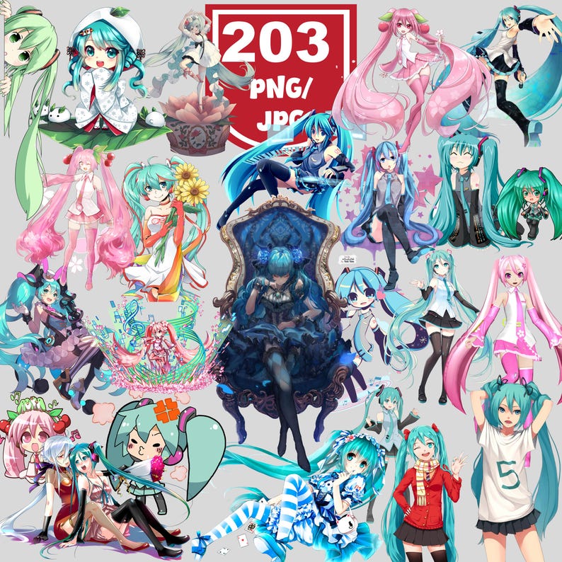 203 MIKU Hatsune Miku PNG Bundle, 203 Unique Designs Downloads, Hatsune ...