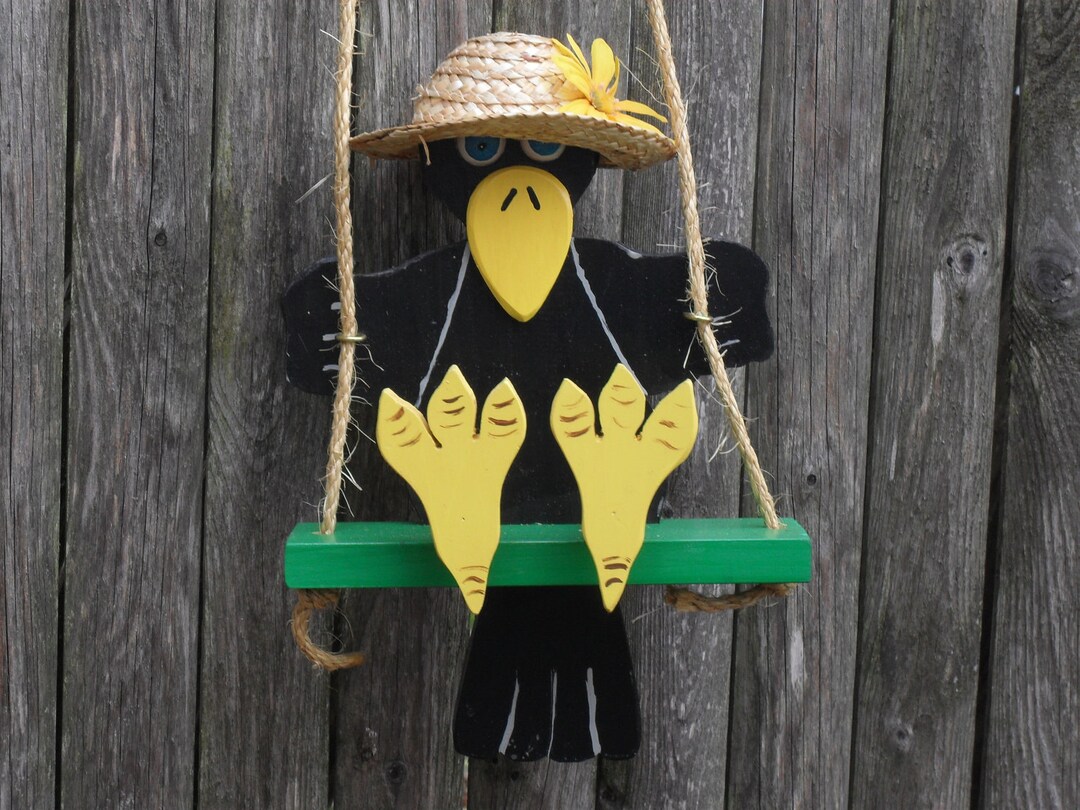 Swinging Crow Crow on Swing - Etsy