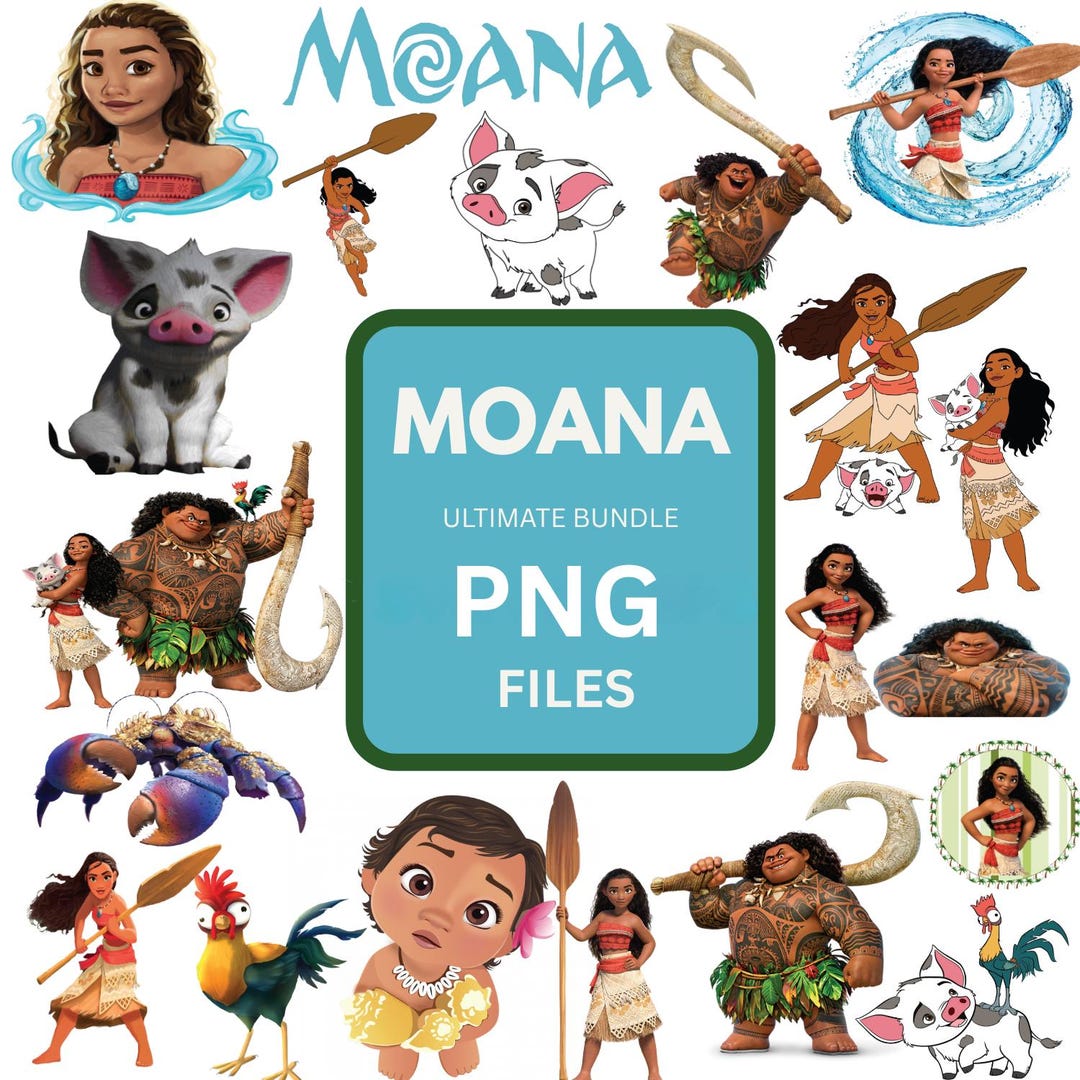 Moana Clipart Bundle, Polynesian Princess, Maui, PNG Files (commercial ...