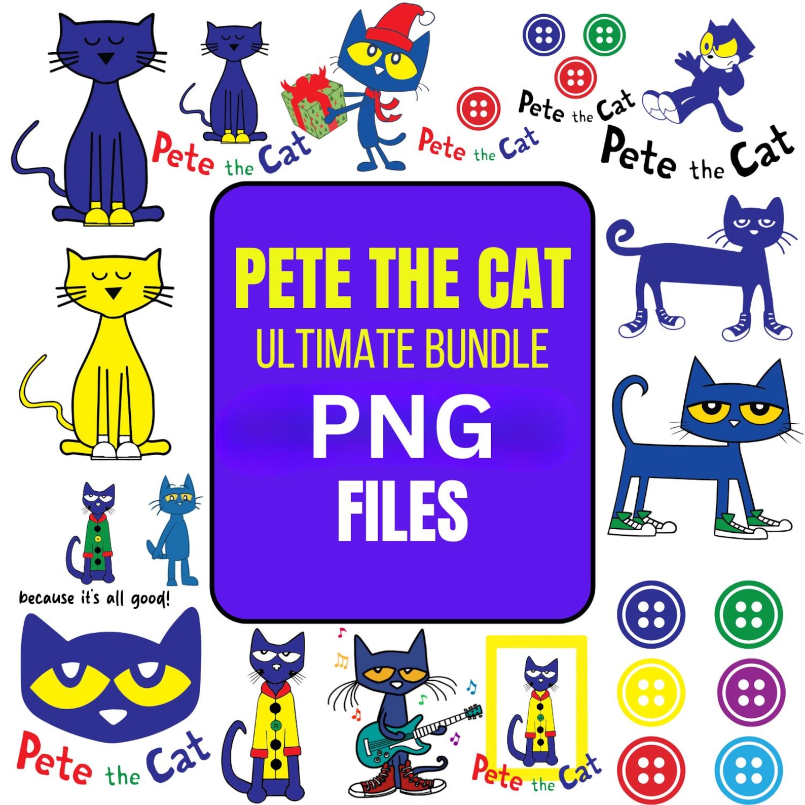Pete the Cat SVG Vector Bundle: Cricut & Silhouette Cut Files (instant ...