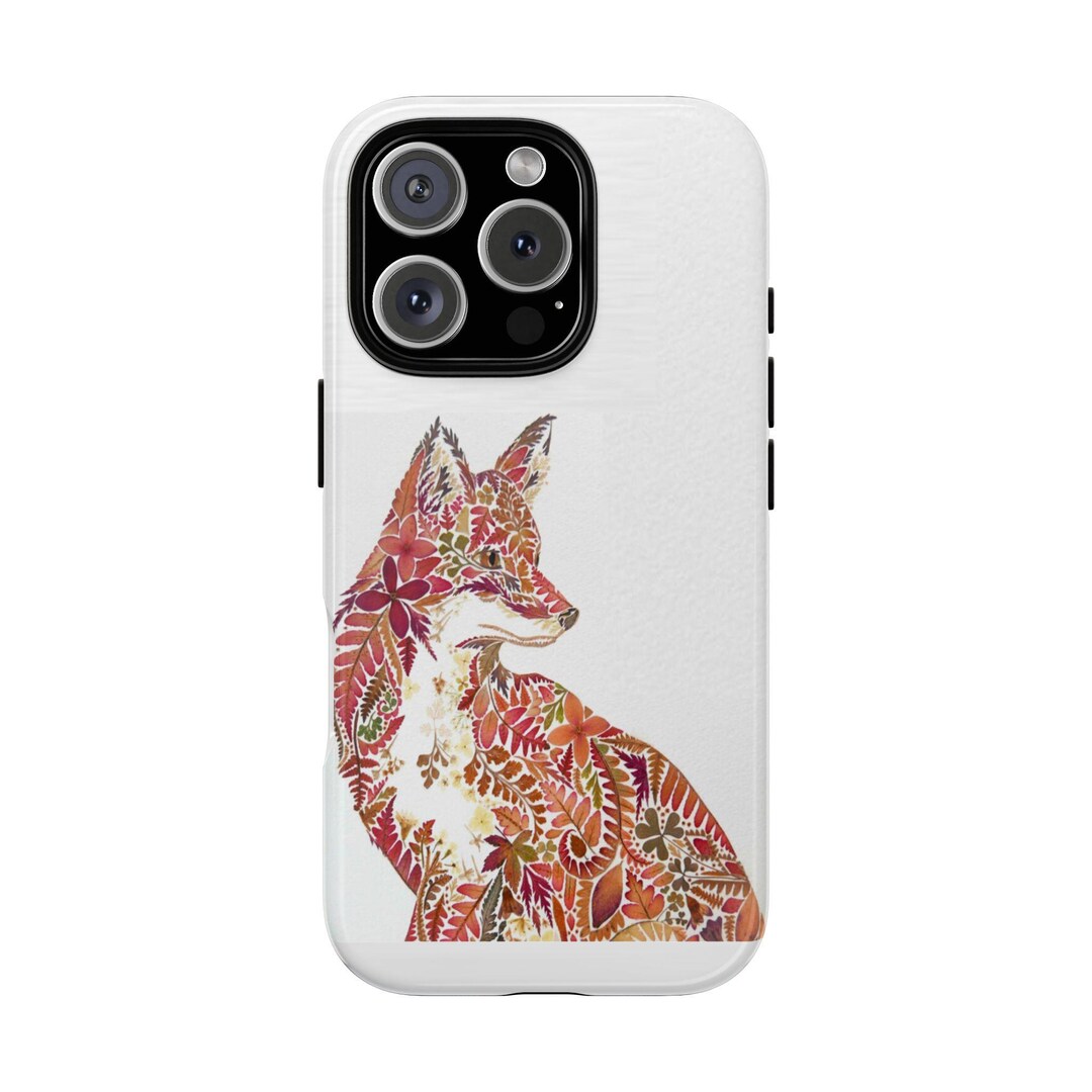 Floral Fox Phone Case, Botanical Animal Art Cover, iPhone Samsung Pixel ...