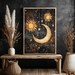 Boho Celestial Wall Art, Vintage Sun and Moon Canvas, Boho Star Decor ...