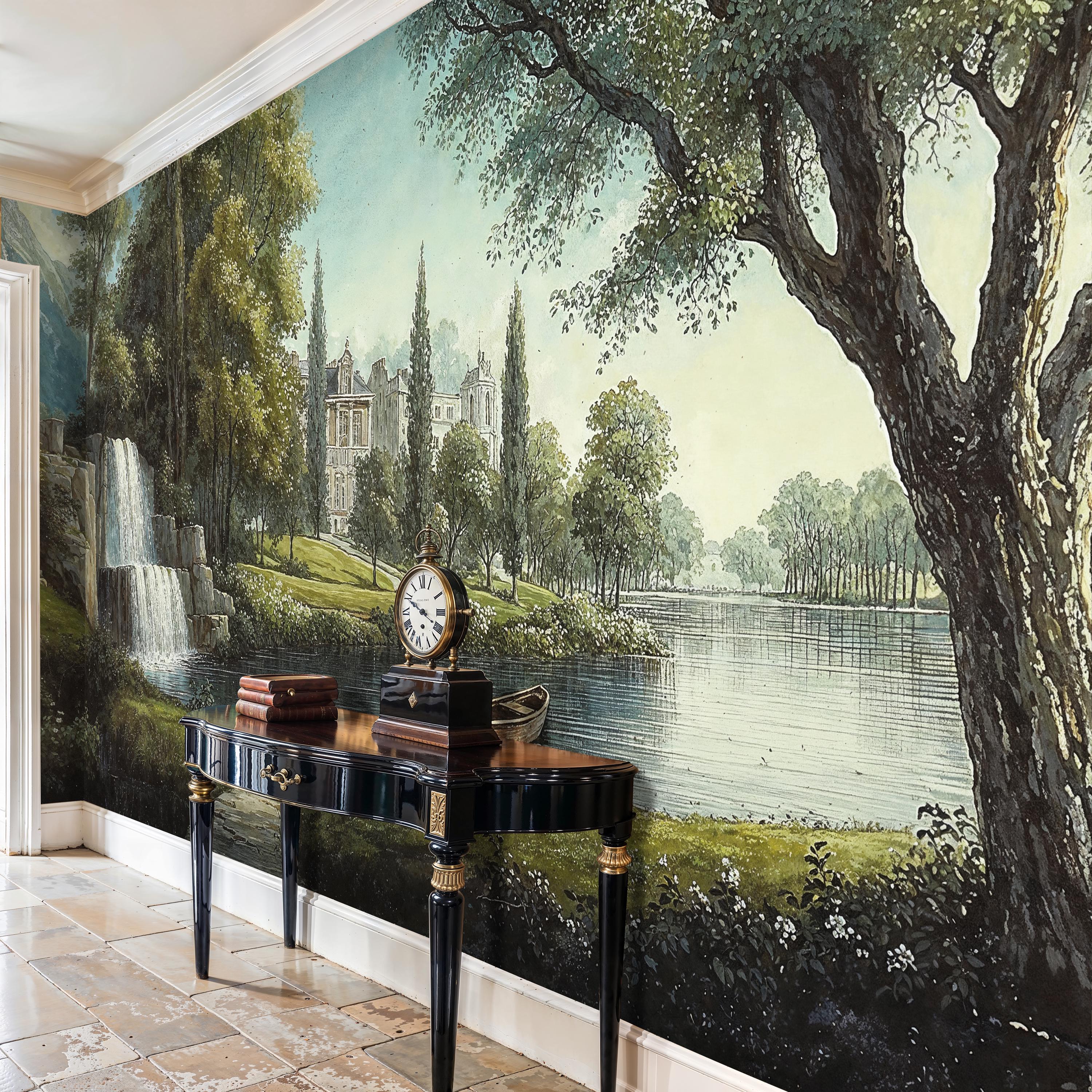 Panoramic Scenic Murals Wallpaper Peel and Stick, Waterfall Landscape ...
