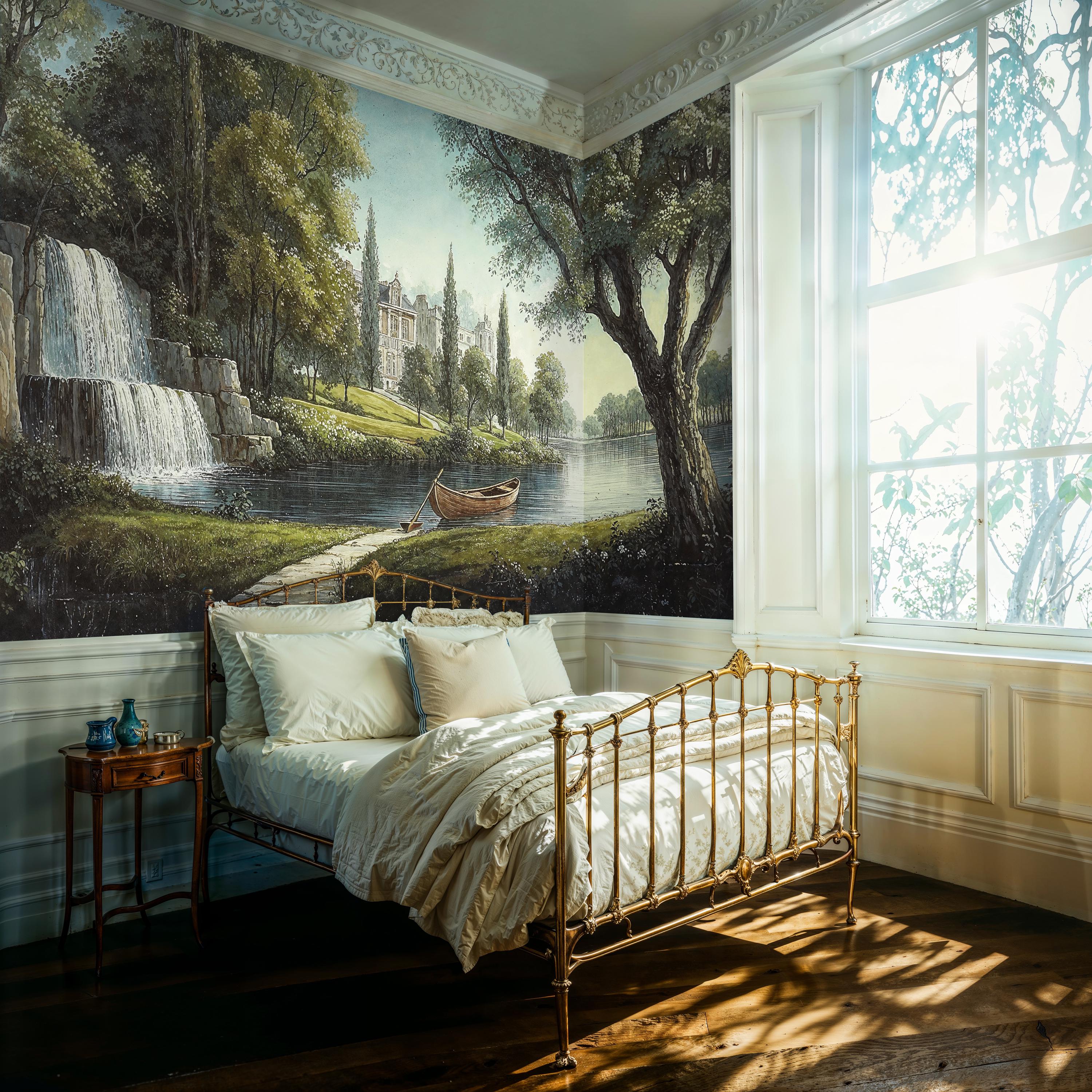 Panoramic Scenic Murals Wallpaper Peel and Stick, Waterfall Landscape ...