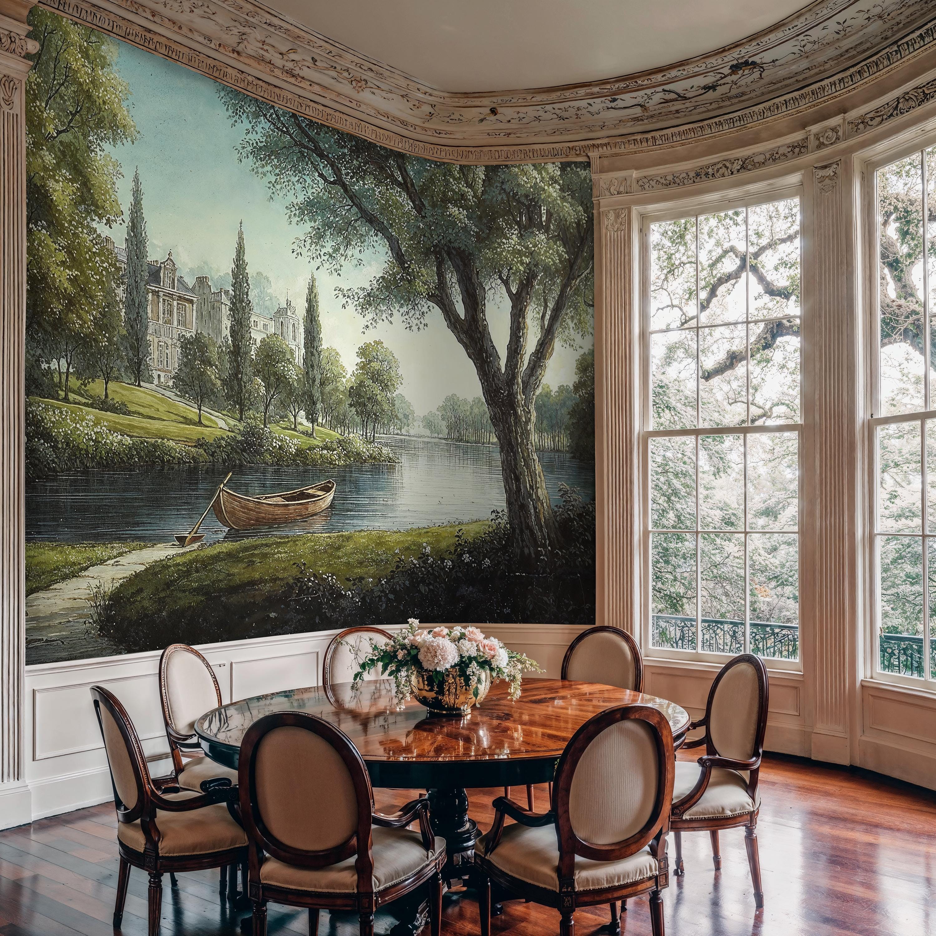Panoramic Scenic Murals Wallpaper Peel and Stick, Waterfall Landscape ...