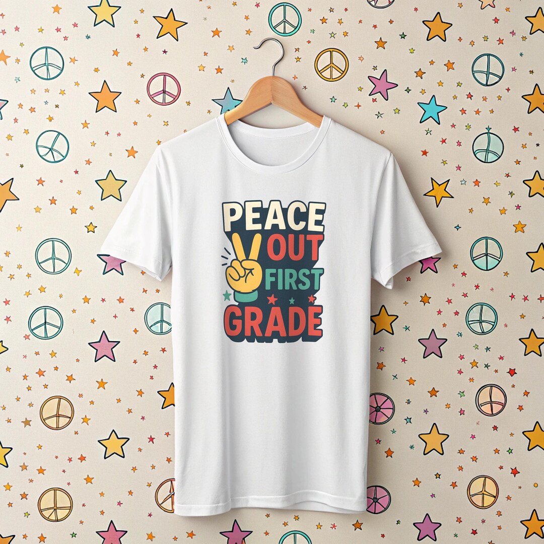 Peace Out First Grade PNG – Retro End of School Digital Design – Last ...