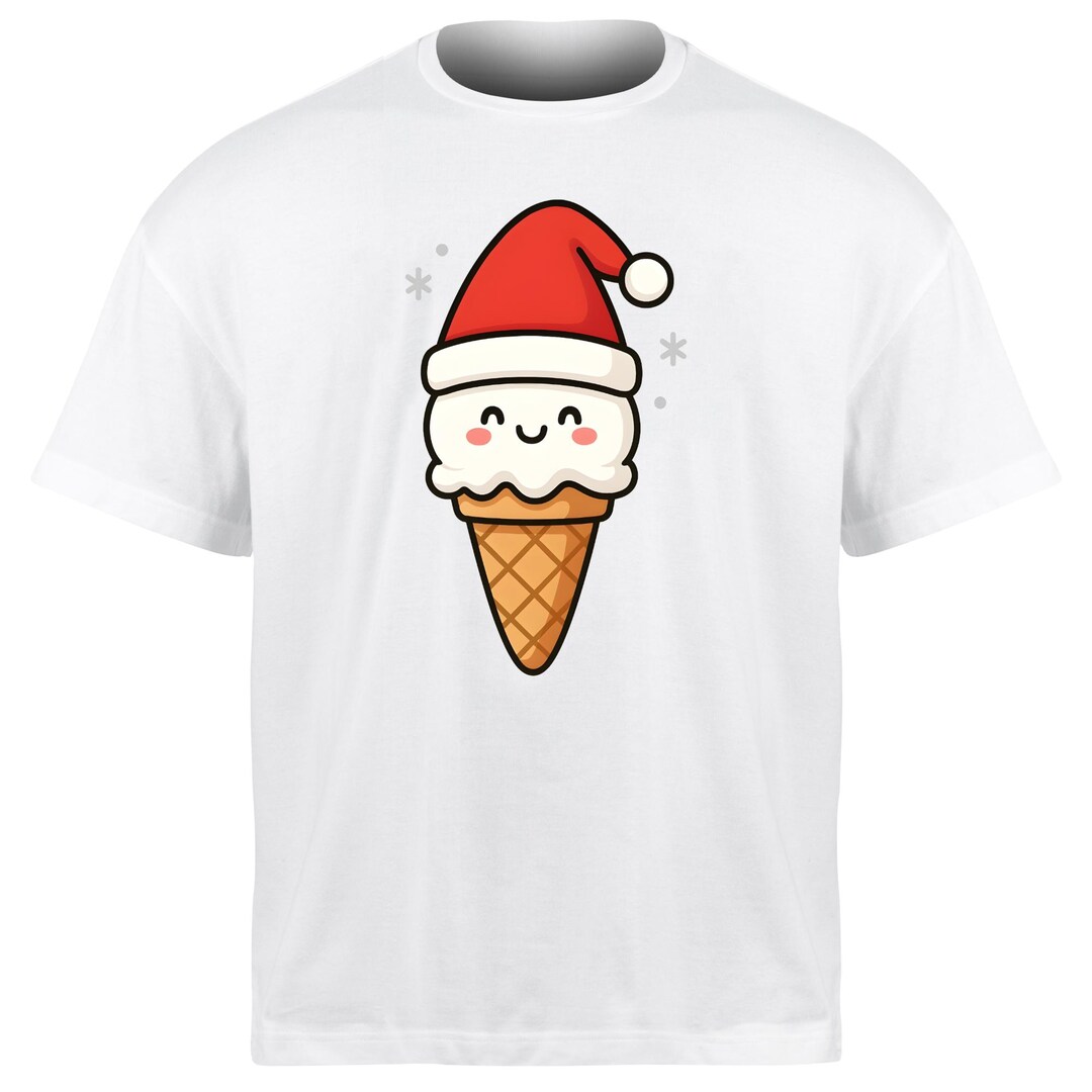 Christmas Ice Cream Cone PNG – Holiday Clipart With Santa Hat - Digital ...