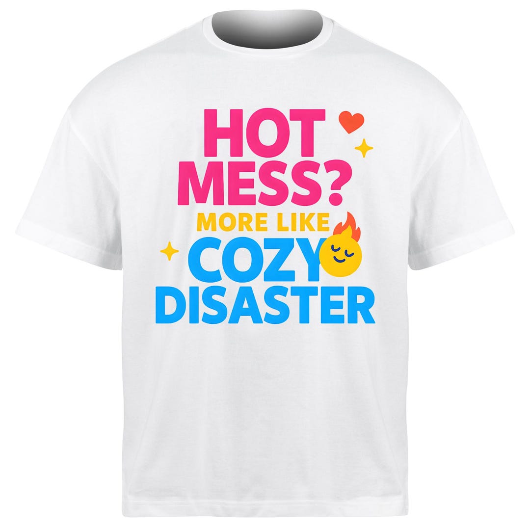 Hot Mess Cozy Disaster PNG – Funny Colorful Quote – Neon Vibes Digital ...