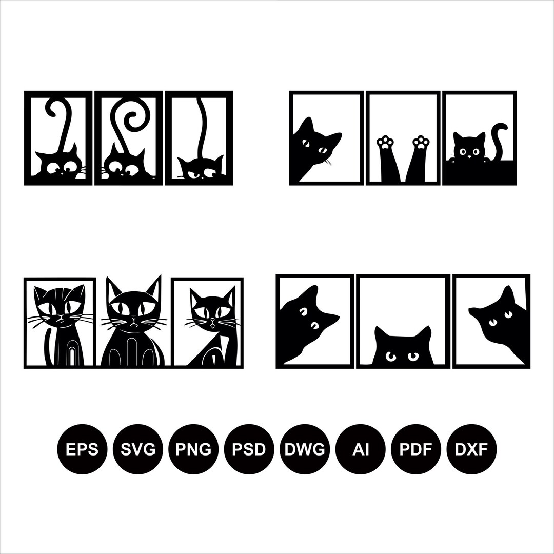 Cats Laser Cut Files | CNC Router, Engraving, Decal (digital Download ...