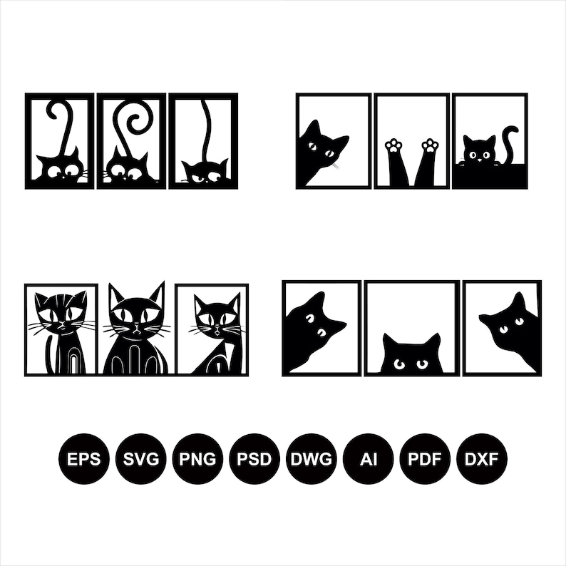 Cats Laser Cut Files | CNC Router, Engraving, Decal (digital Download ...