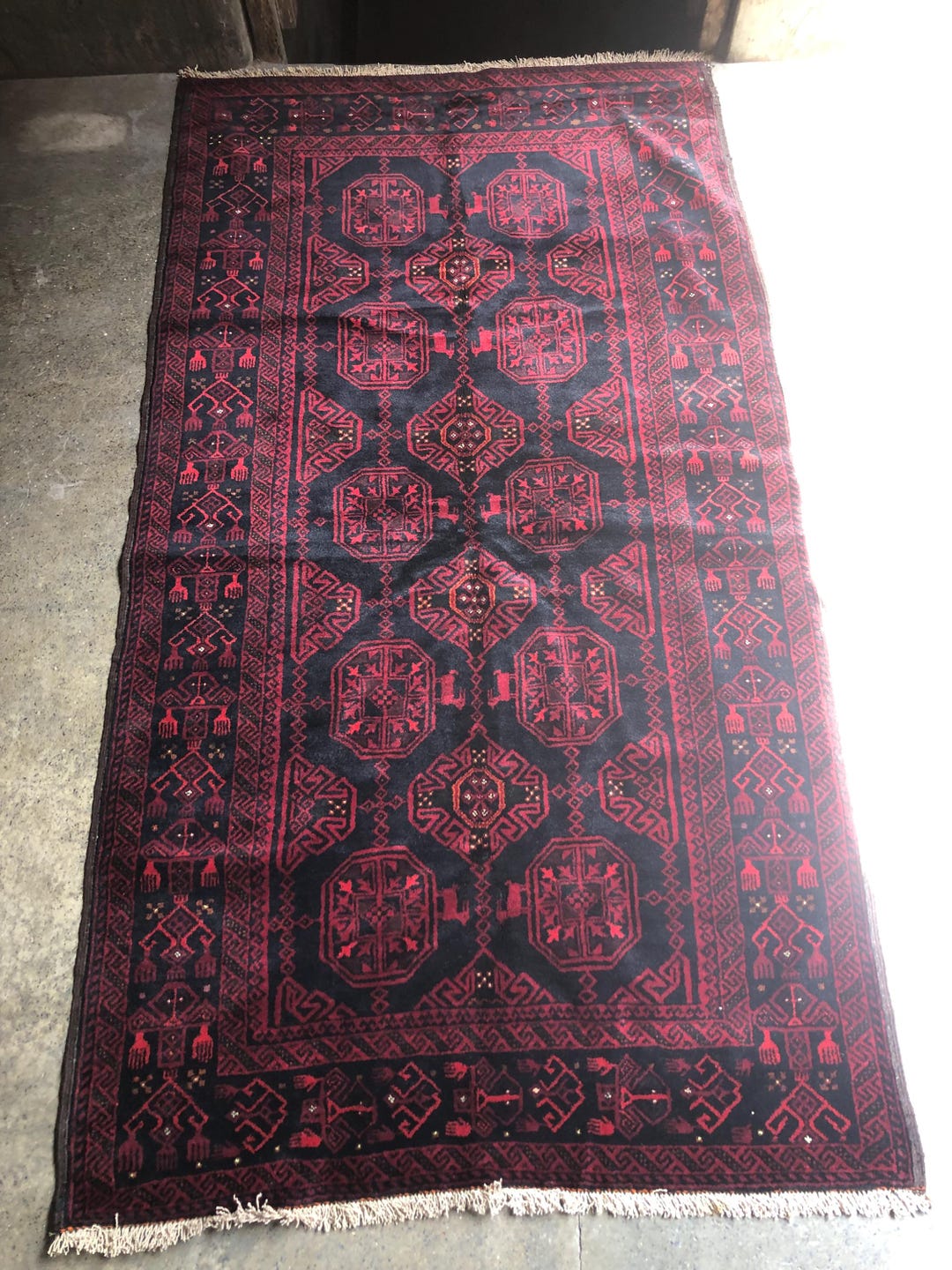 Afghan War Rug: Handmade Ghazni Wool Tribal Mat, 2x2 Ft - Etsy