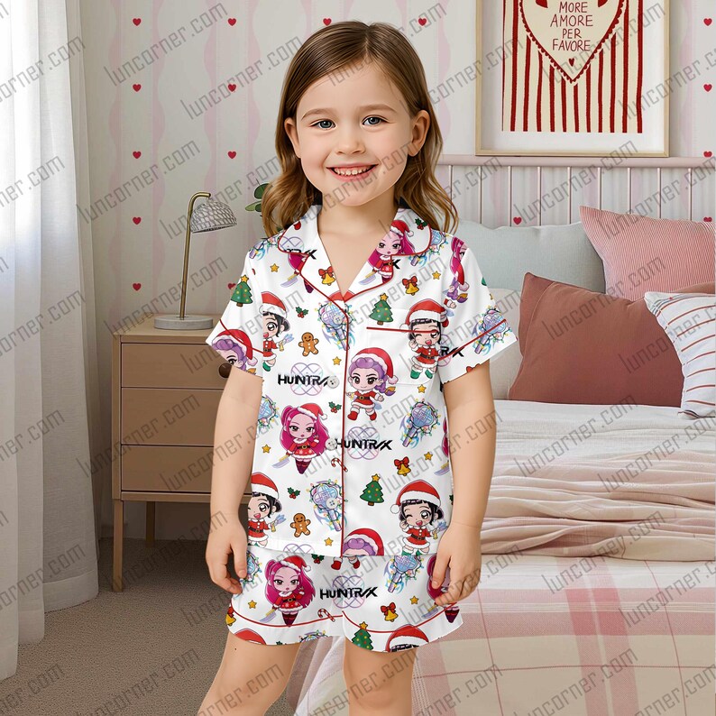 Huntrix Christmas Pajamas Set, Kpop Demon Hunters Kids Pjs, Saja Girls ...