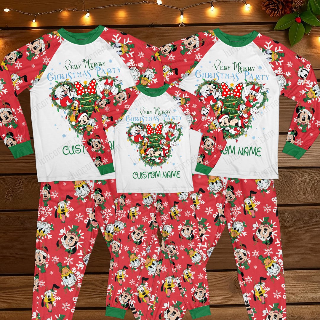 2025 Personalized Disney Christmas Pajamas – Custom Name Matching ...