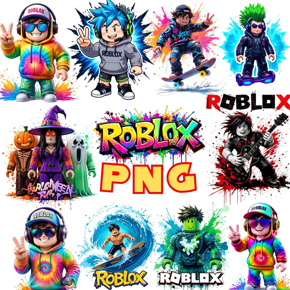 40+ Roblox Png Bundle | Roblox Game Character Clipart | Roblox Font PNG ...