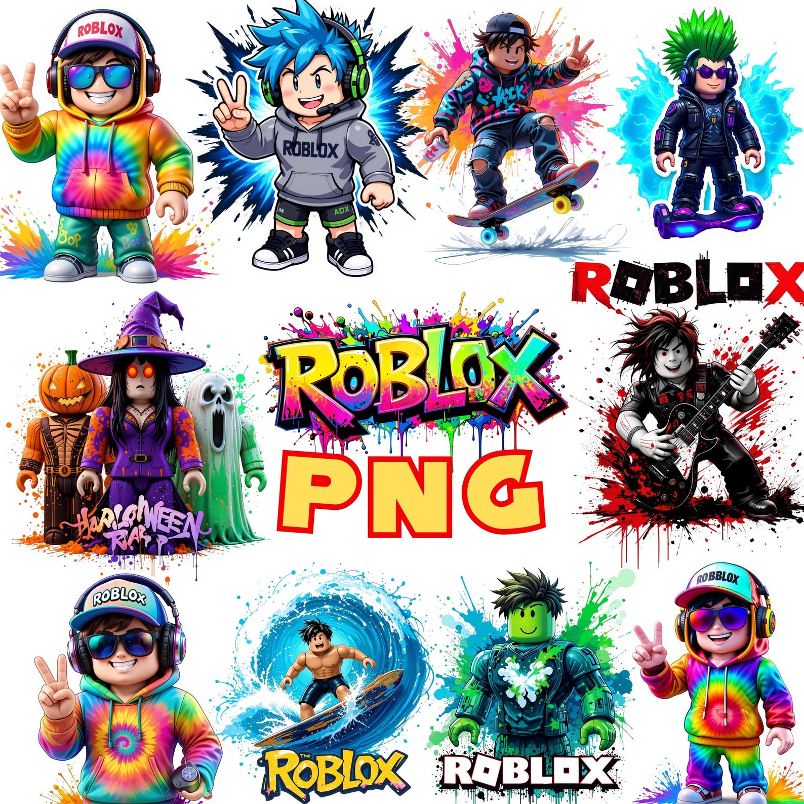 40+ Roblox Png Bundle | Roblox Game Character Clipart | Roblox Font PNG ...
