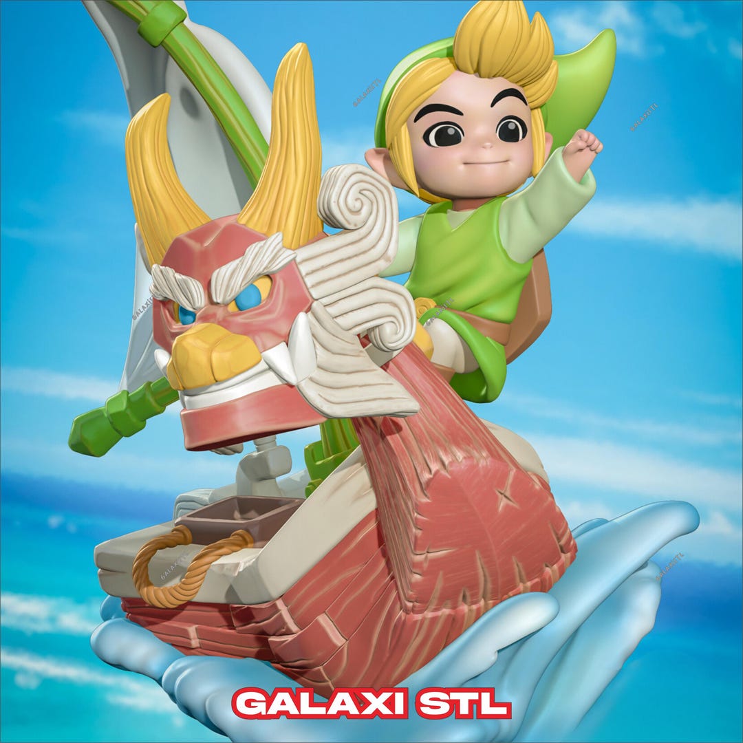 Chibi Wind Waker Link on the King of Red Lions STL Model for Resin ...