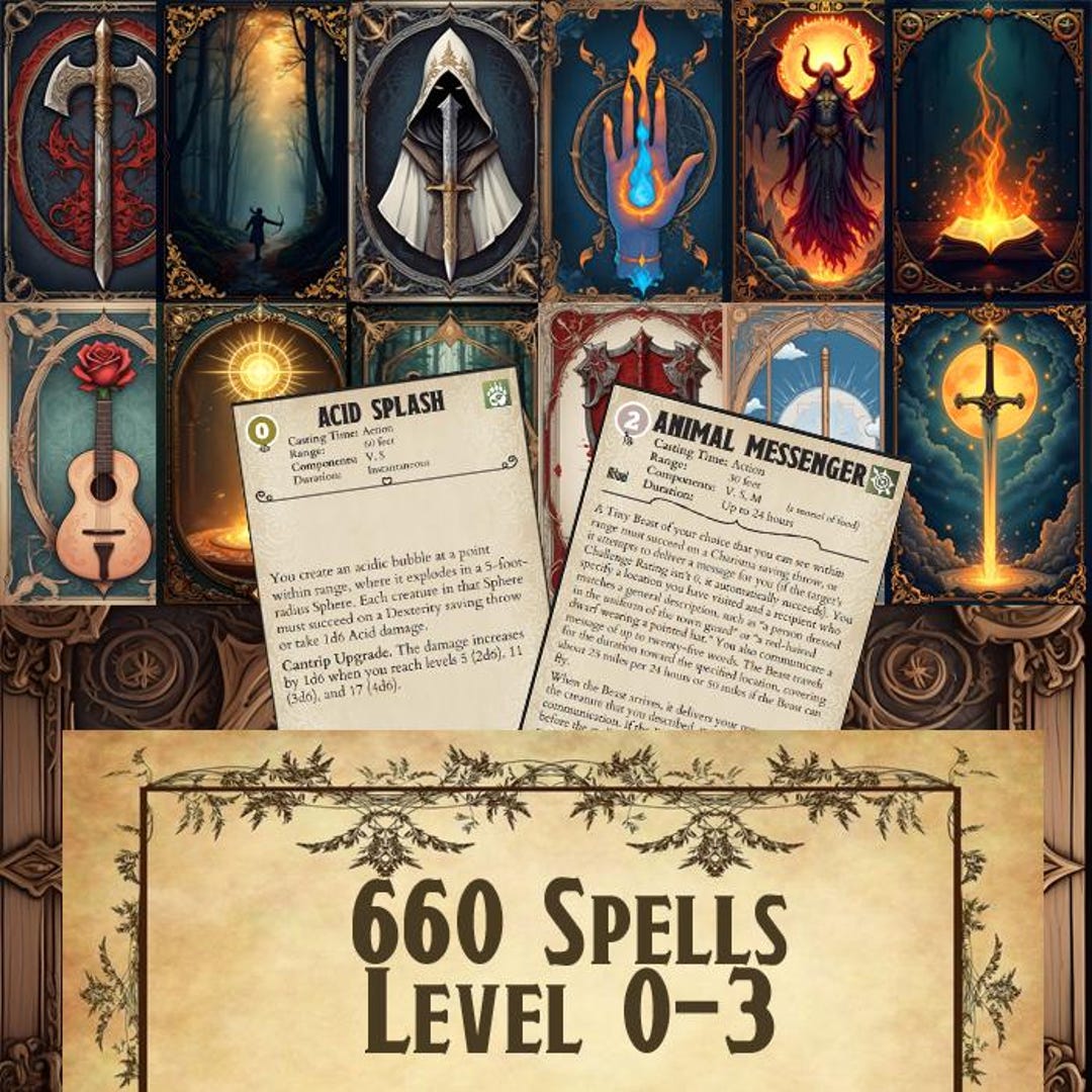 Dnd Cards (spells 0-3) - 660 Cards: Spells From Spell Lists and ...
