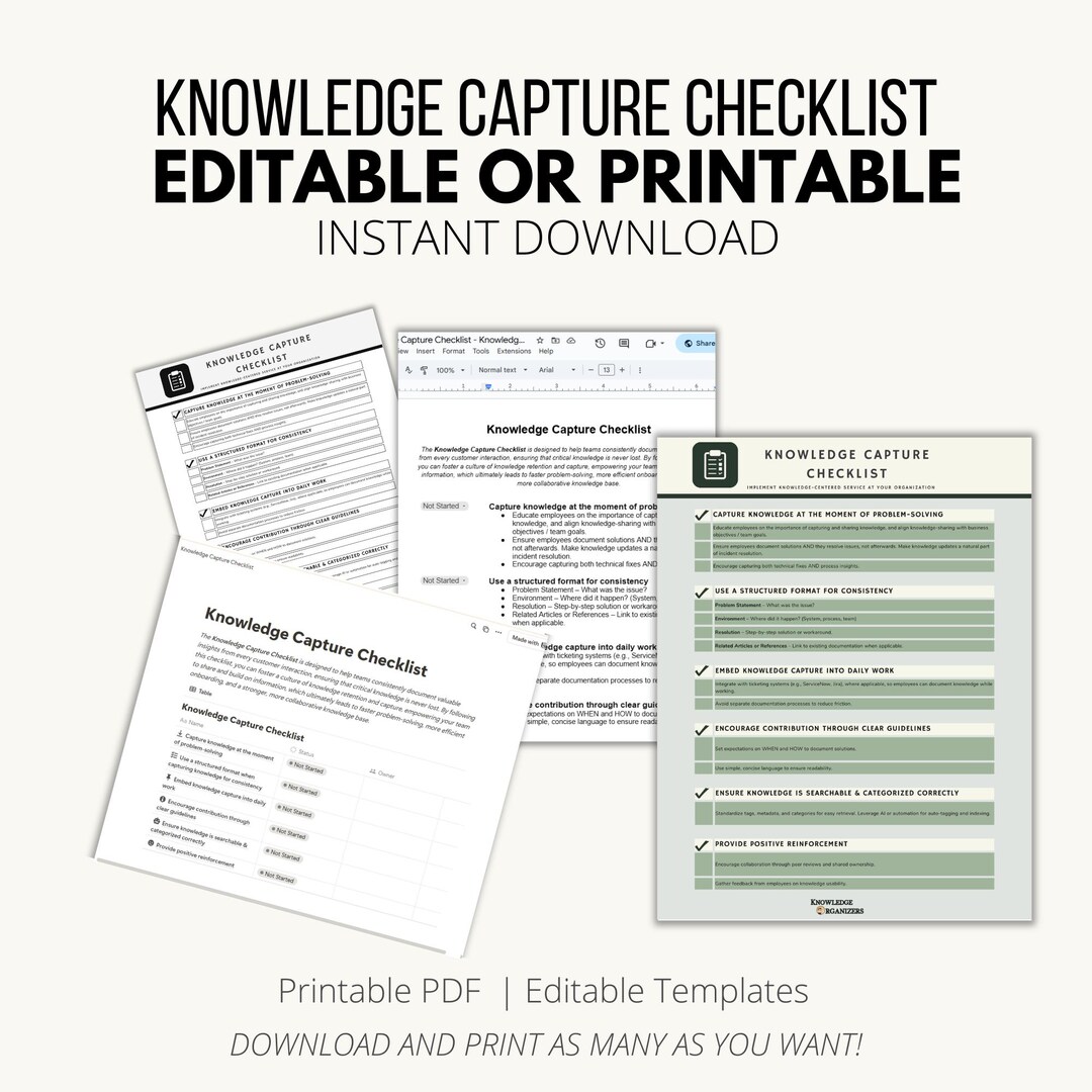 Knowledge Capture Checklist - Etsy