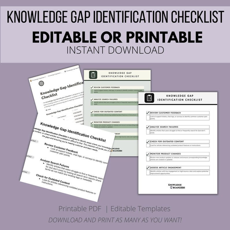 Knowledge Gap Identification Checklist - Etsy