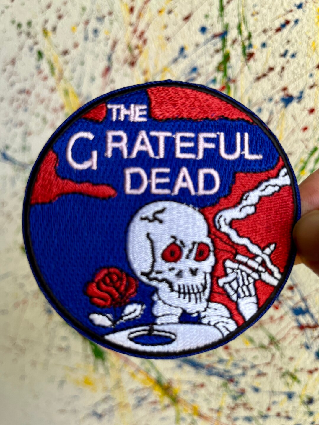 FREE SHIPPING Grate Dead Head Skeleton Smoking Round Red White - Etsy