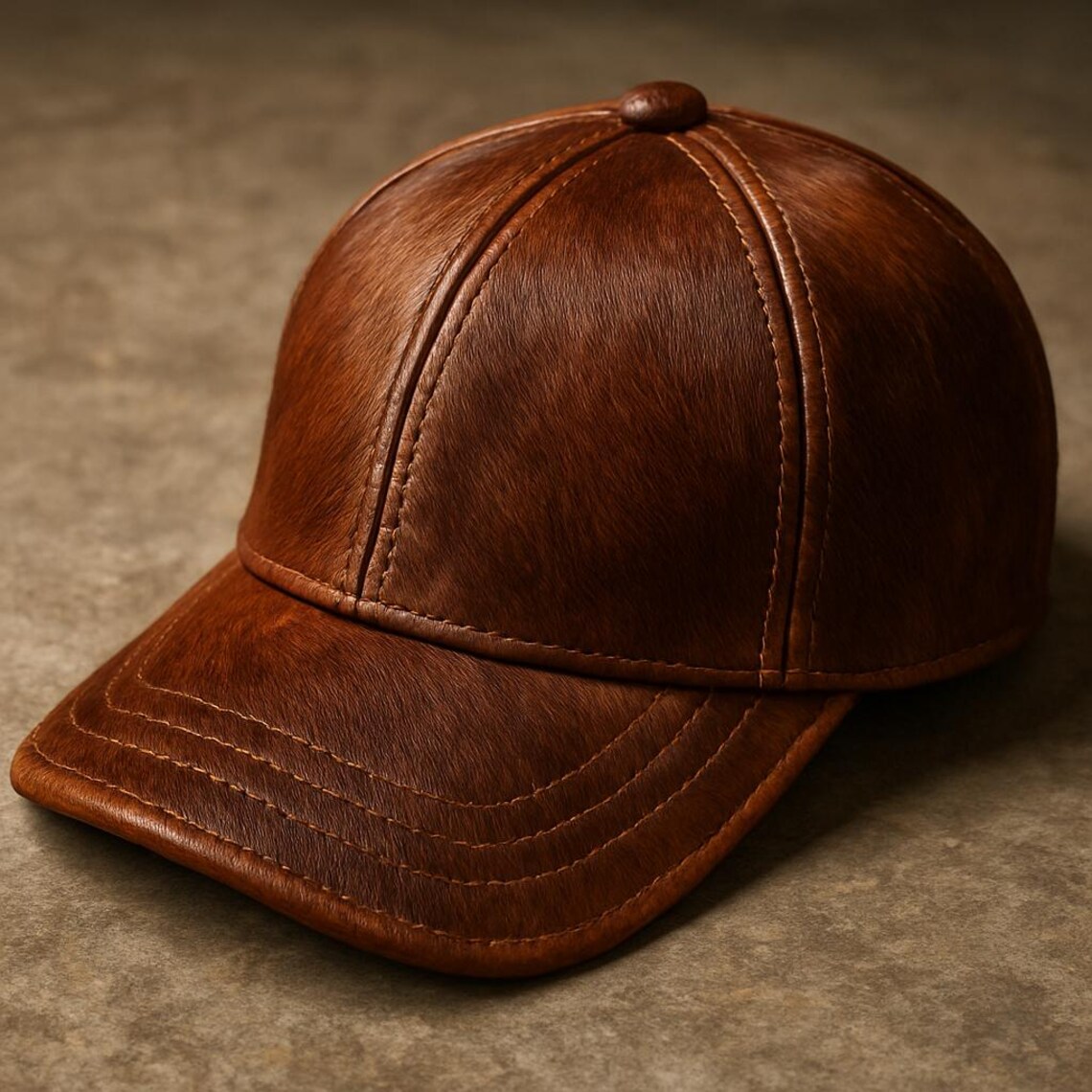 Genuine Cowhide Leather Baseball Cap – Brown & White Hair-on Hide ...