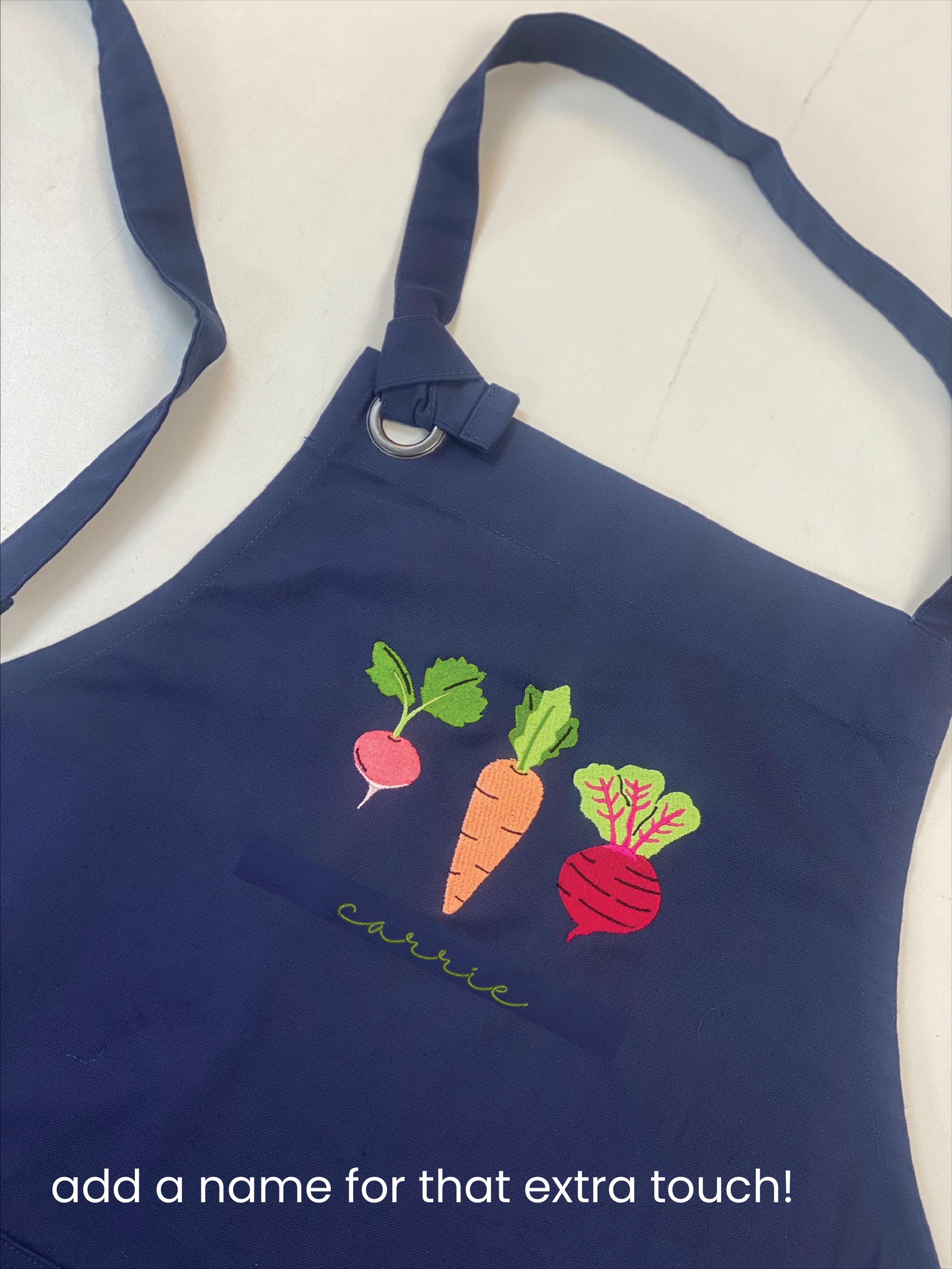 Green Fingers Root Vegetable Embroidered Gardening Apron, Garden Lover ...