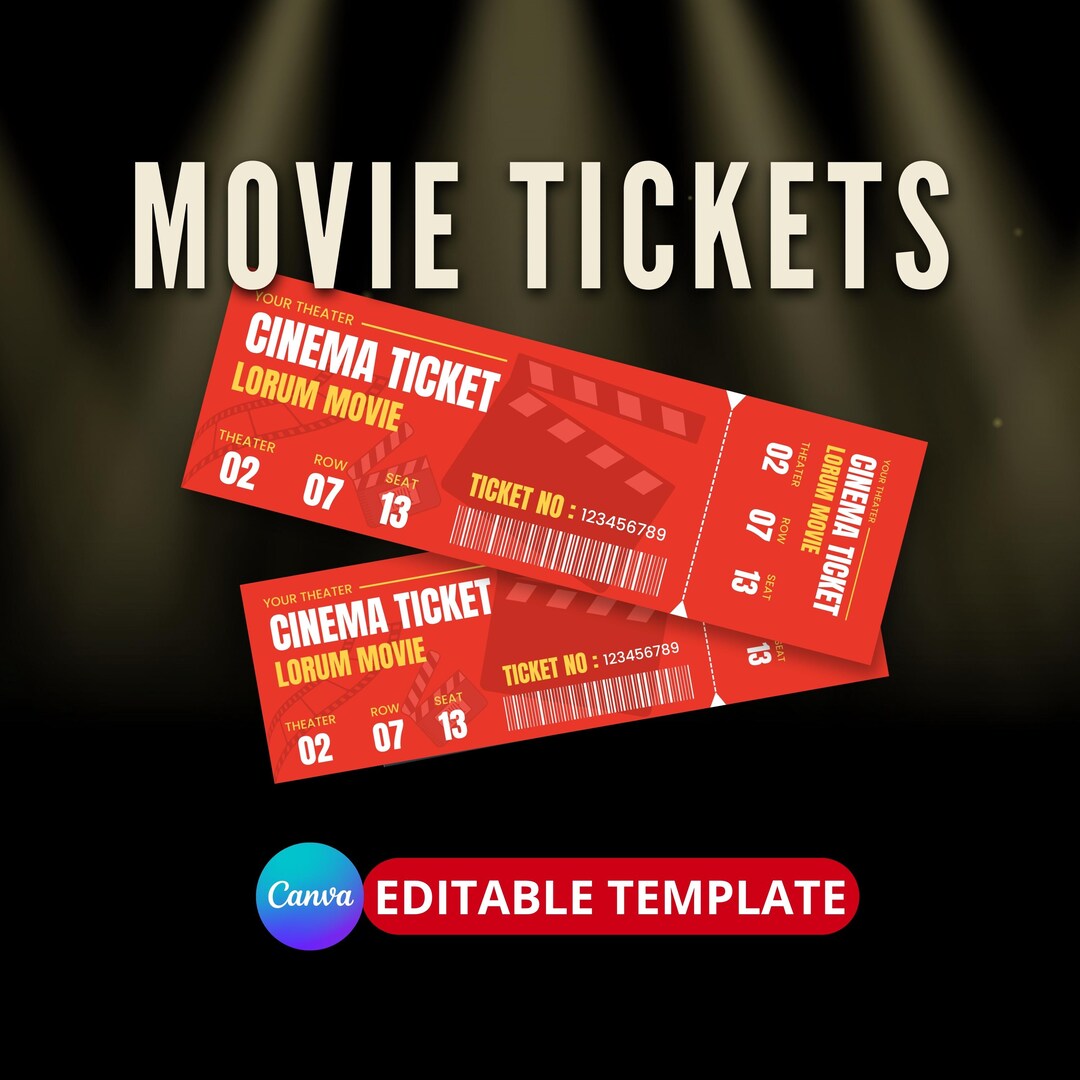 Editable Movie Ticket Template: Surprise Cinema Voucher (canva ...