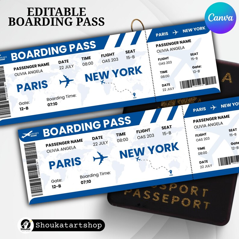 Editable Boarding Pass Template: Surprise Trip Ticket (digital Download ...