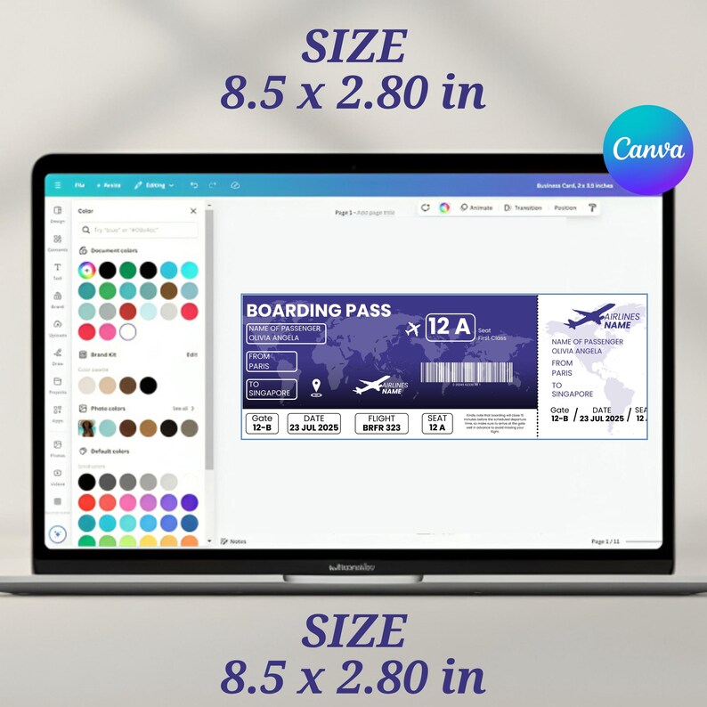 Editable Boarding Pass Template, Printable Plane Ticket, Canva Boarding ...