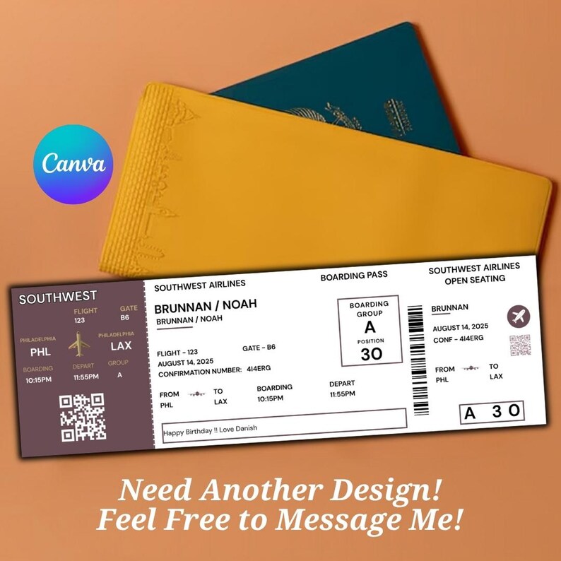 Editable Boarding Pass Template: Surprise Trip Ticket (digital Download ...